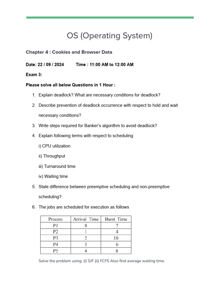 OS Chapter 4 - Exam Questions | PDF