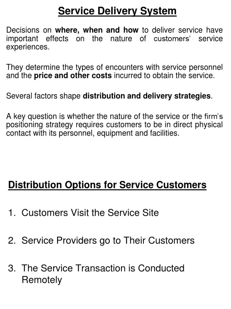 Service Delivery System | PDF | Exports | Strategic Management