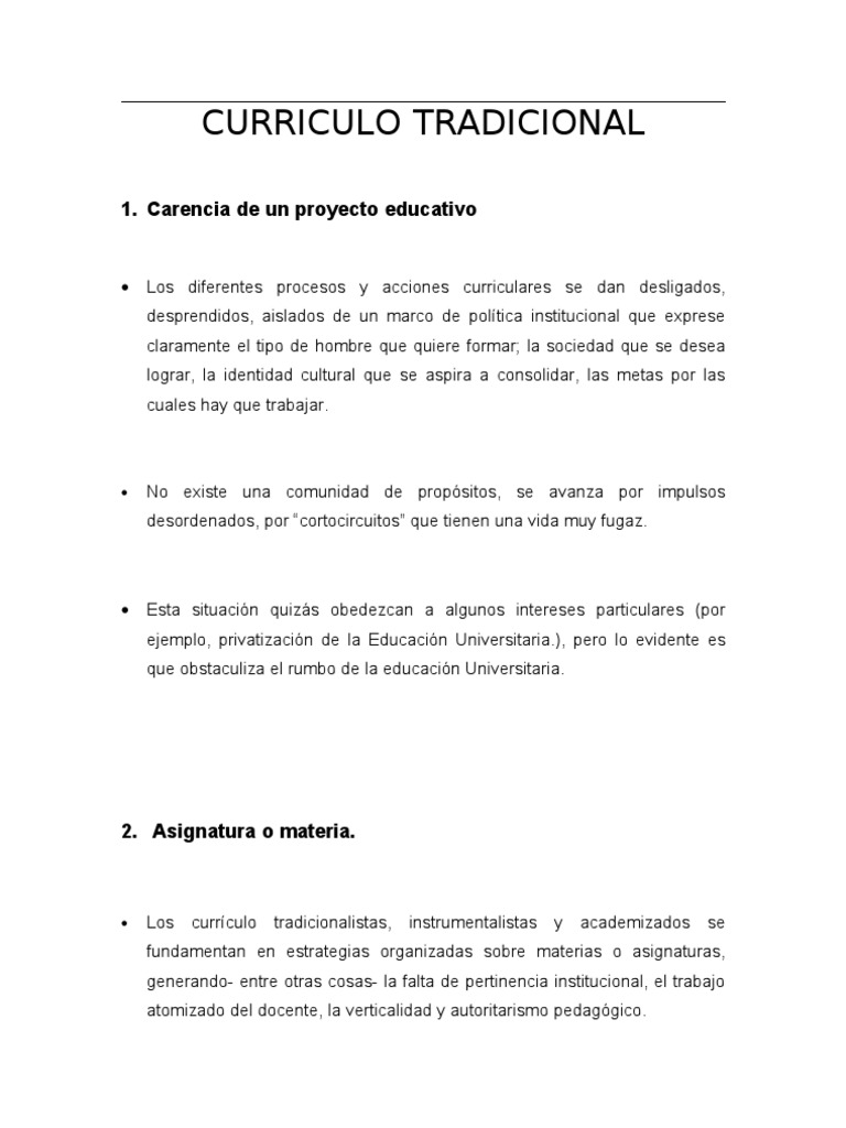 CURRICULO TRADICIONAL