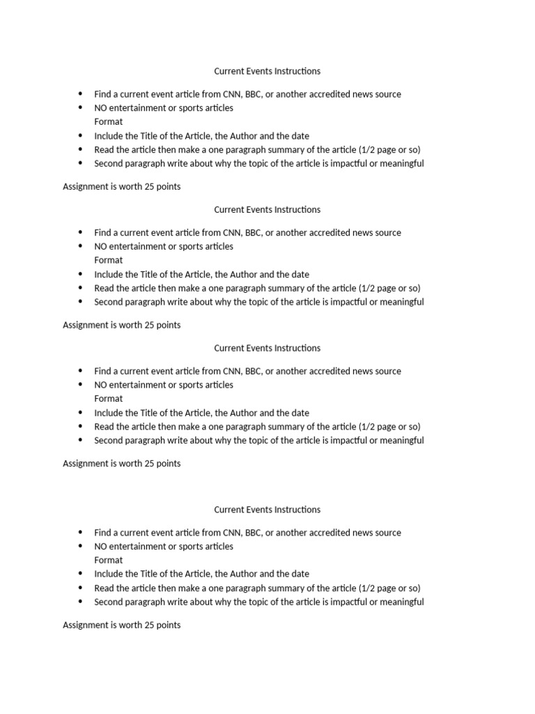 Current Events Instructions | PDF