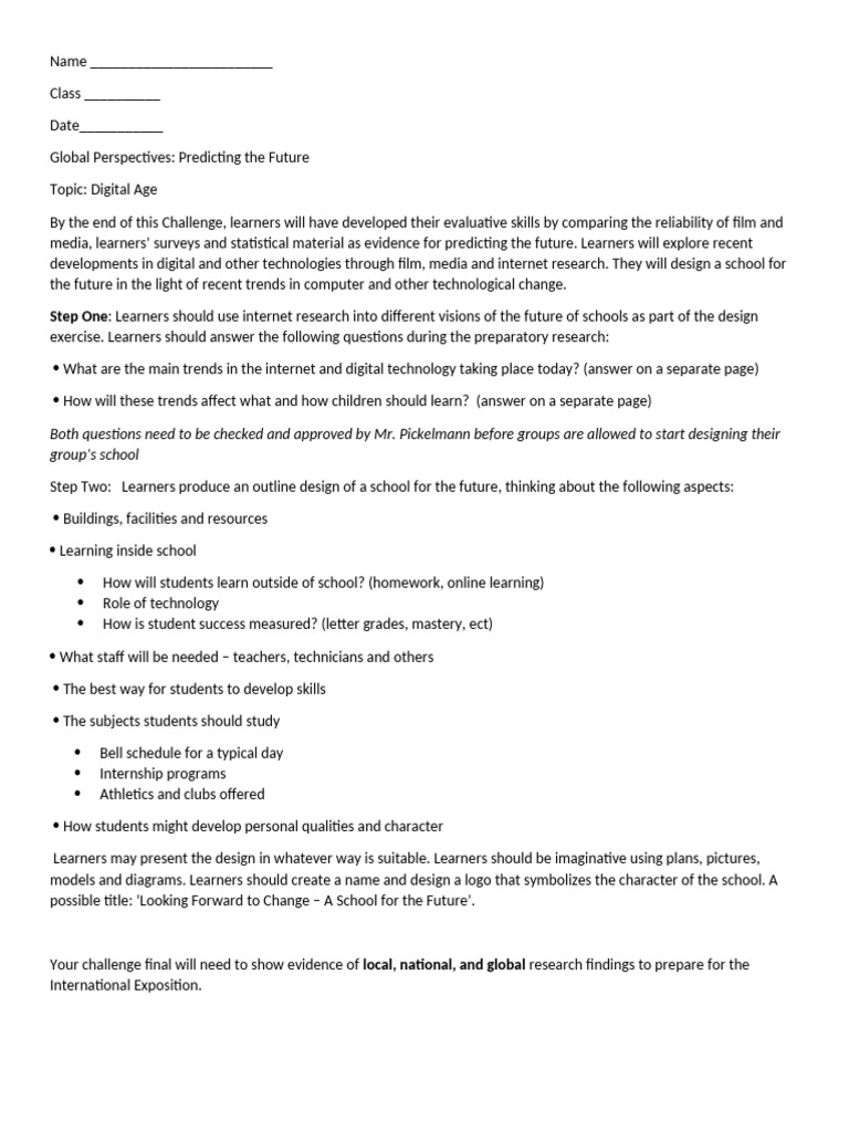 Global Perspectives Predicting The Future 2 | PDF