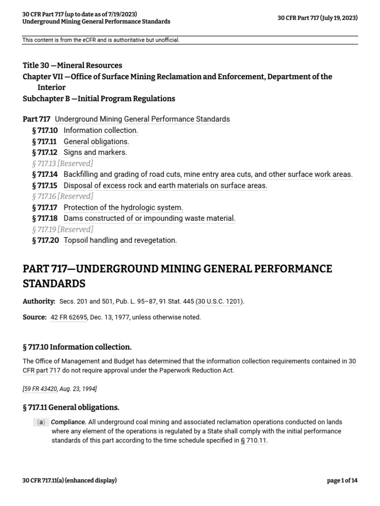 30 CFR Part 717 (Up To Date As of 7-19-2023) | PDF | Clean Water Act ...