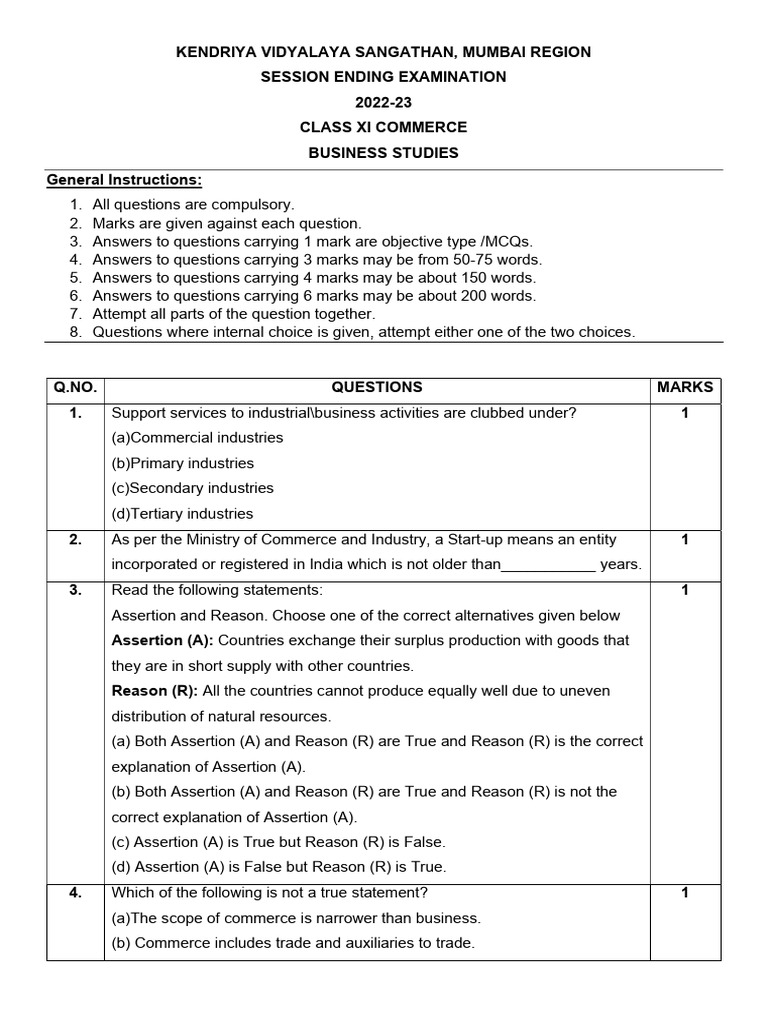 XI BST Question Paper | PDF | Entrepreneurship | Insurance