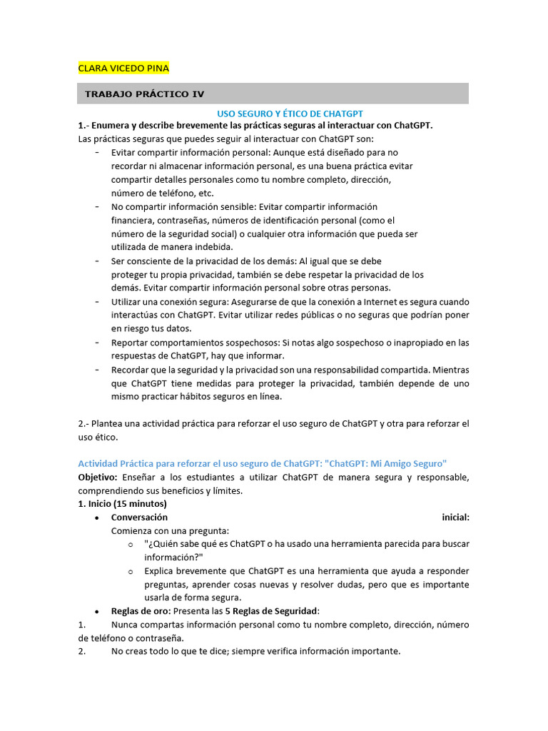 Tema4 - Trabajo Práctico Iv | PDF | Información