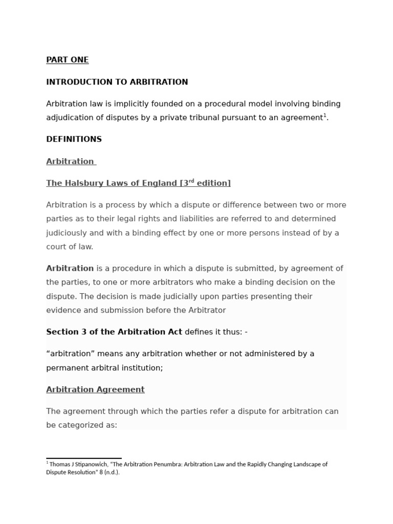 Introduction to Arbitration Law | PDF | Arbitration | Arbitral Tribunal