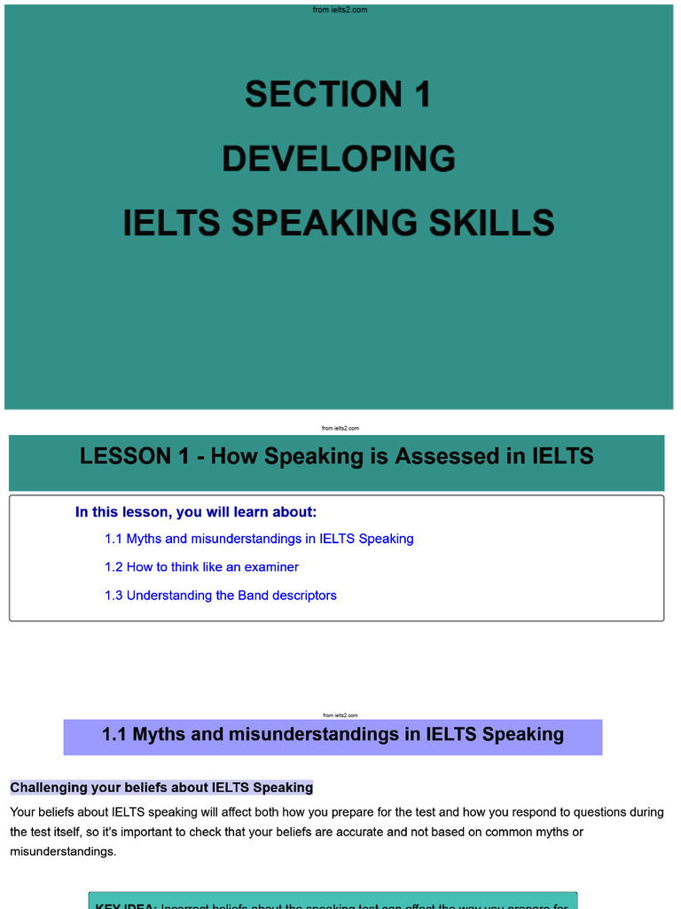 The_key_to_IELTS_speaking_Lesson_1_Pauline_Cullen_(www.ielts2.com) | PDF