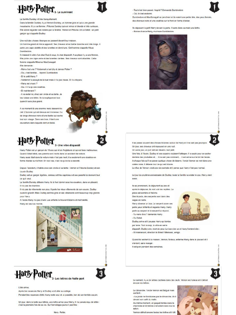 Harry Potter _ lecture simplifiée pour FLE- FLSCO (chapitres 1 à 3) | PDF