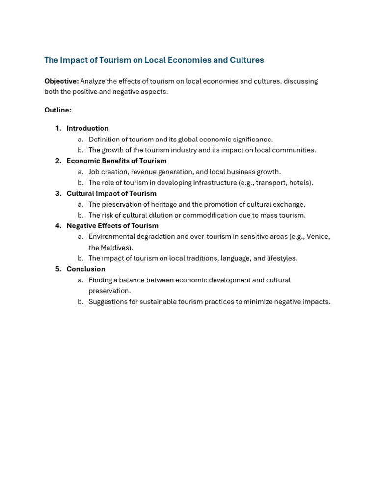 Tourism's Economic and Cultural Impact | PDF