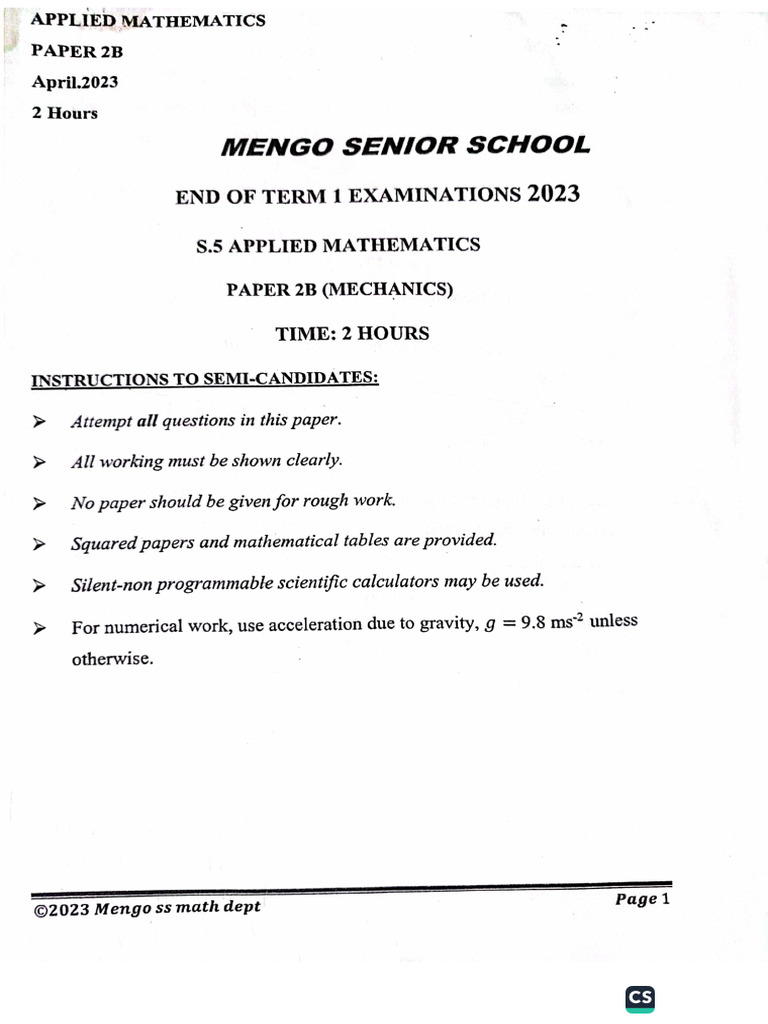 EOT 1 Mechan 2023 | PDF