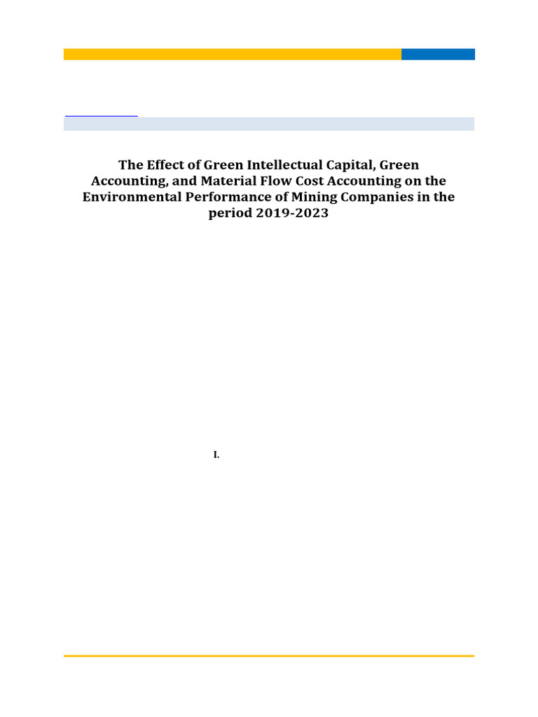 Impact of Green Accounting on Mining Performance | PDF | Human Capital ...