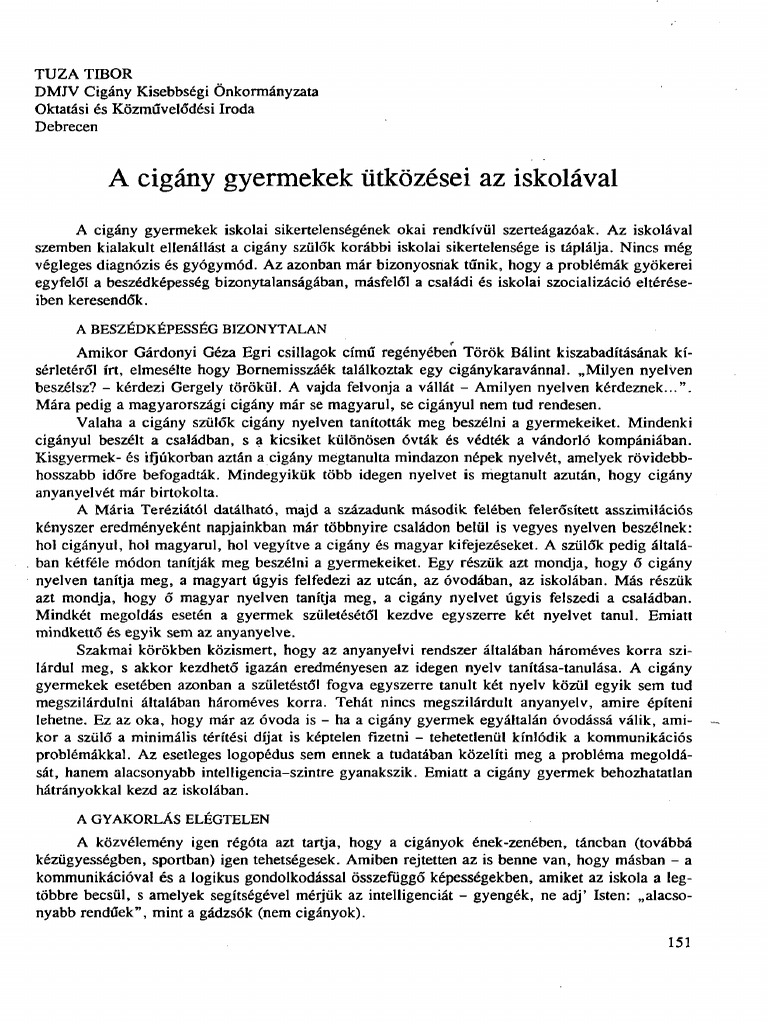 A Cigány Gyermekek Ütközései Az Iskolával | PDF