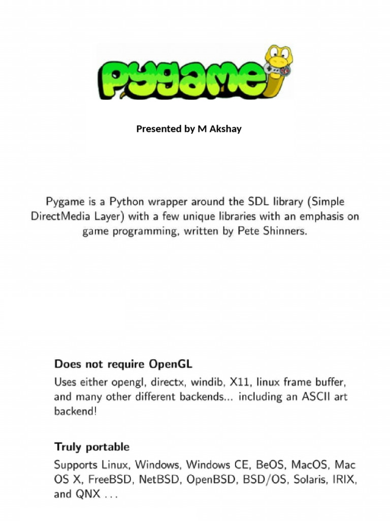 Pygame Presentation 1 | PDF
