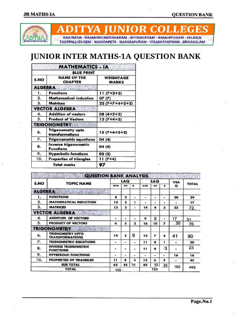 Question Bank 1a & 1B | PDF