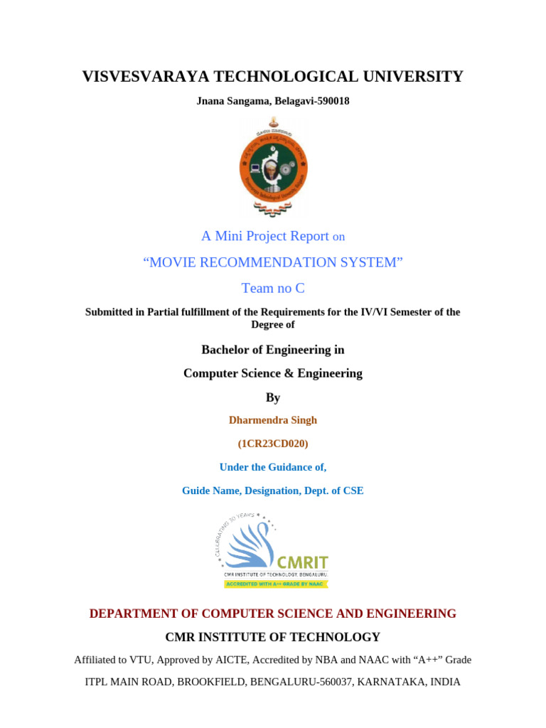 Mini Project Report Template | PDF | Computing | Information Technology