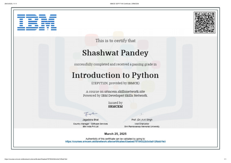 Shashwat Pandey - MBA (BA) - 2nd Year - Introduction To Python | PDF