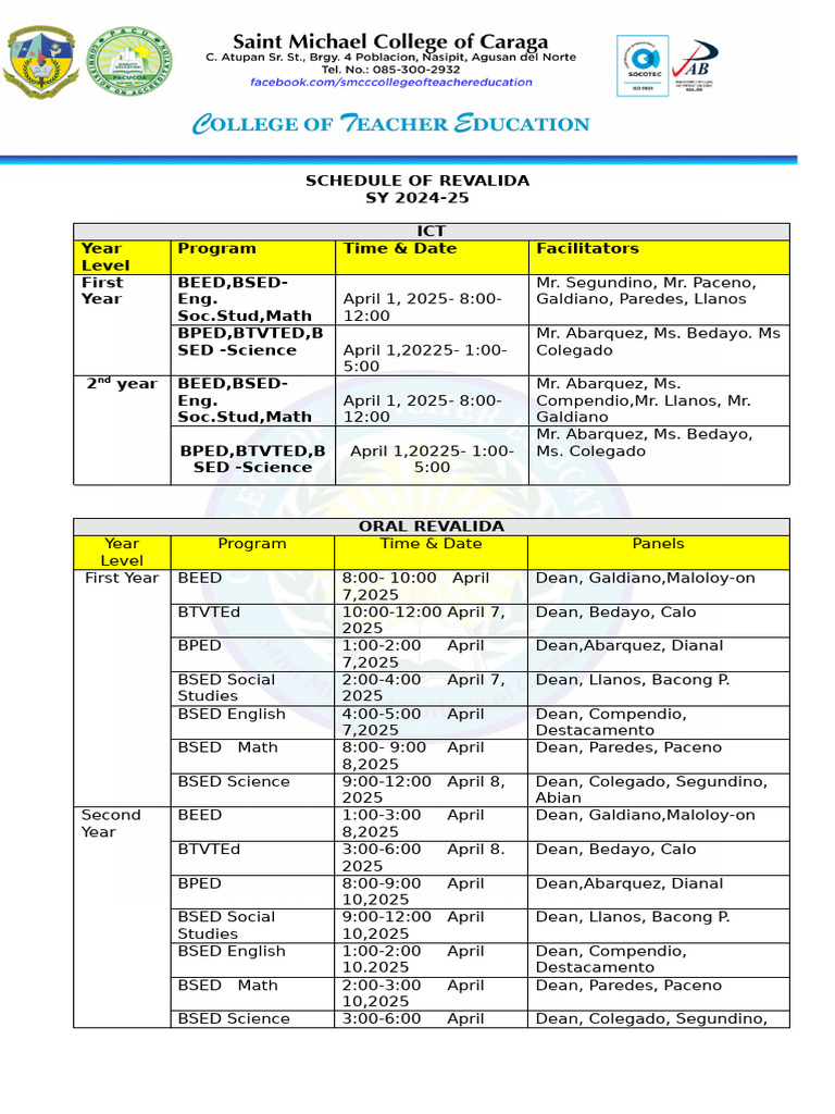 Proposed Revalida Sxchedule 2024 25 | PDF