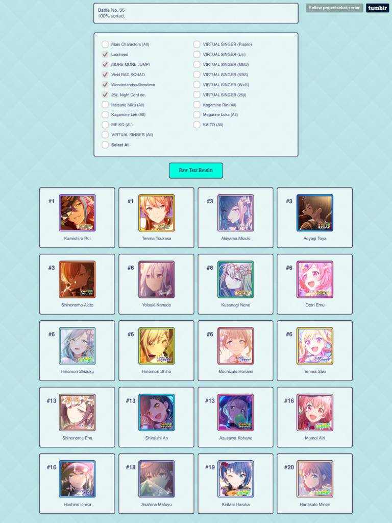 Project Sekai Character Rankings | PDF | Singing