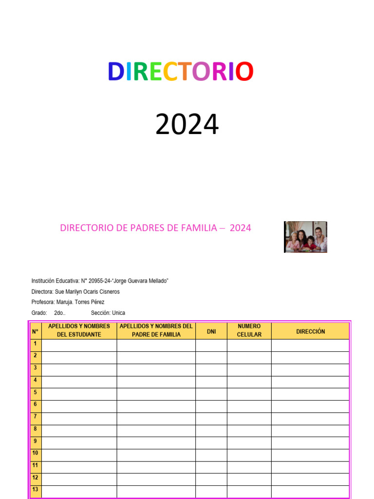 Directorio 2024 de Padres y Estudiantes | PDF