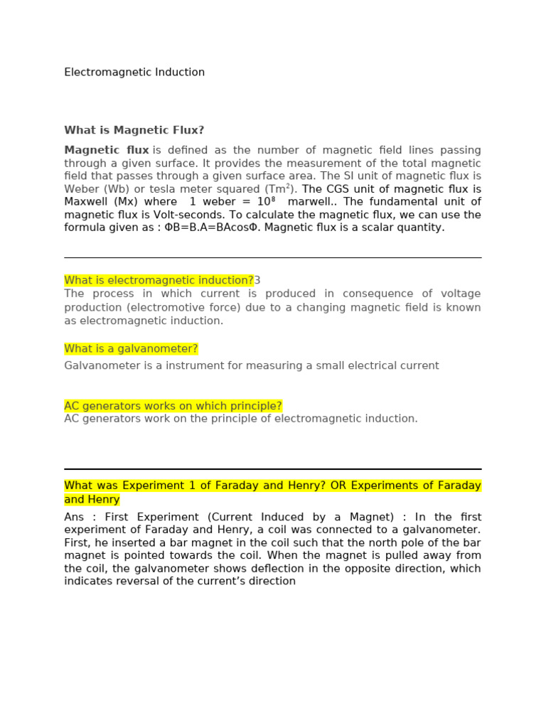 Electromagnetic Induction- FINAL | PDF | Electromagnetic Induction | Inductance