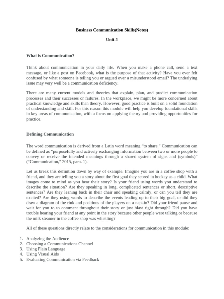 Business Communication Notes | PDF | Communication | Information