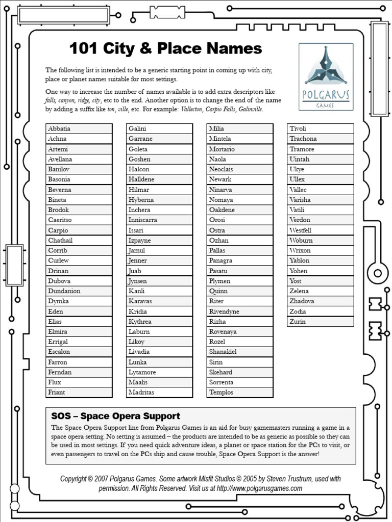 PLG3901-101 City & Place Names | PDF