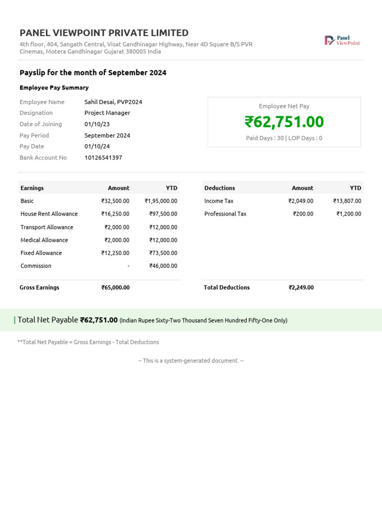 Payslip PVP2024 Sep 2024 | PDF