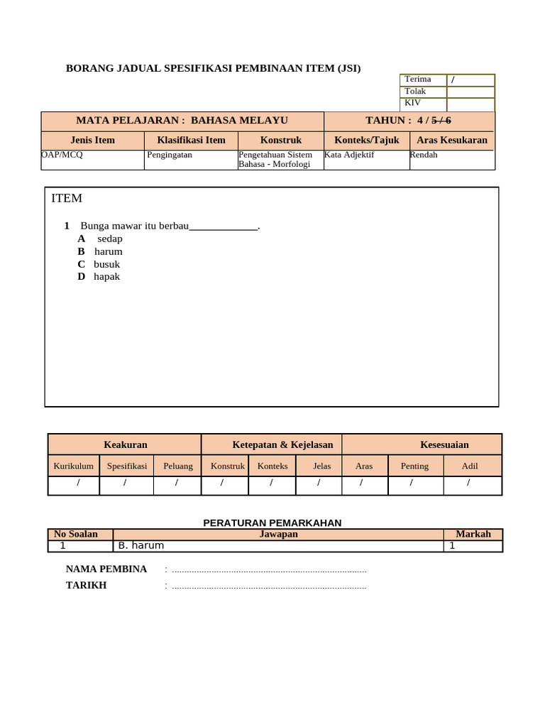 JSI bm tahun 4 - new | PDF