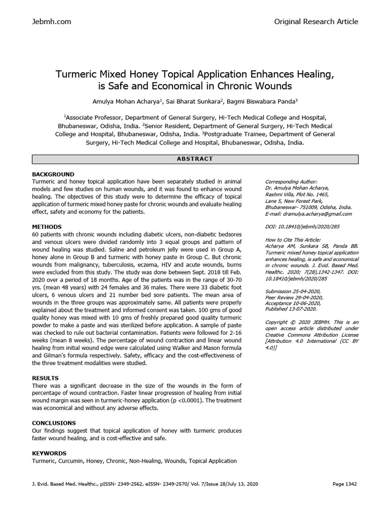 Turmeric Mixed Honey Topical Application Enhances Healingis Safe and ...