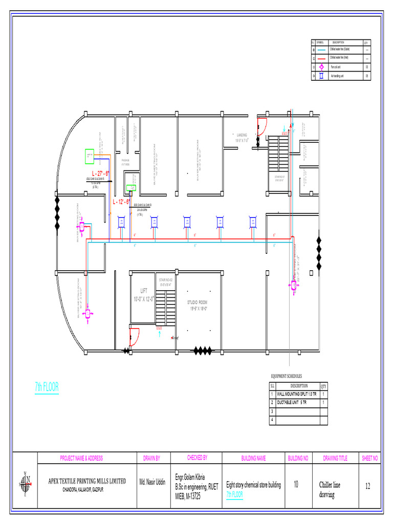 Eight Story Chemical Store Building 7th FLOOR Chiller Line Drawing 20 ...