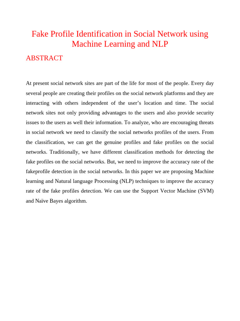 Fake Profile Identification in Social Network Using Machine Learning ...