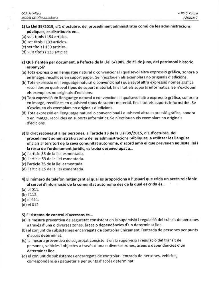 Subaltern Questionari A | PDF