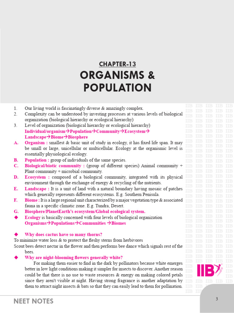 IIB NOTES - Organism & Population | PDF | Soil | Habitat