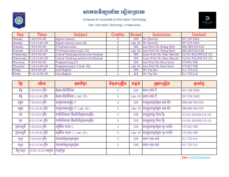 BBU Schedule | PDF