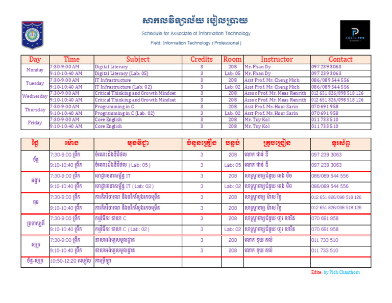 BBU Schedule | PDF