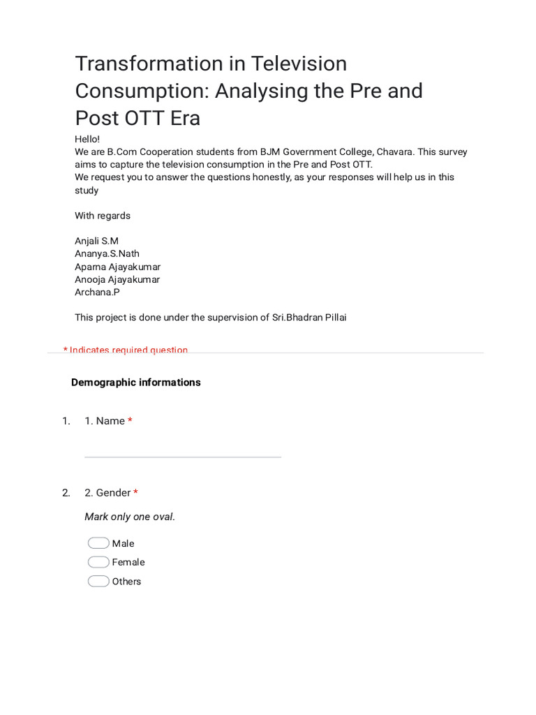 Transformation in Television Consumption - Analysing The Pre and Post OTT Era | PDF ...