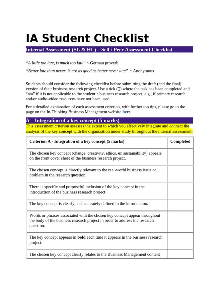 IA Student Checklist | PDF | Argument | Question