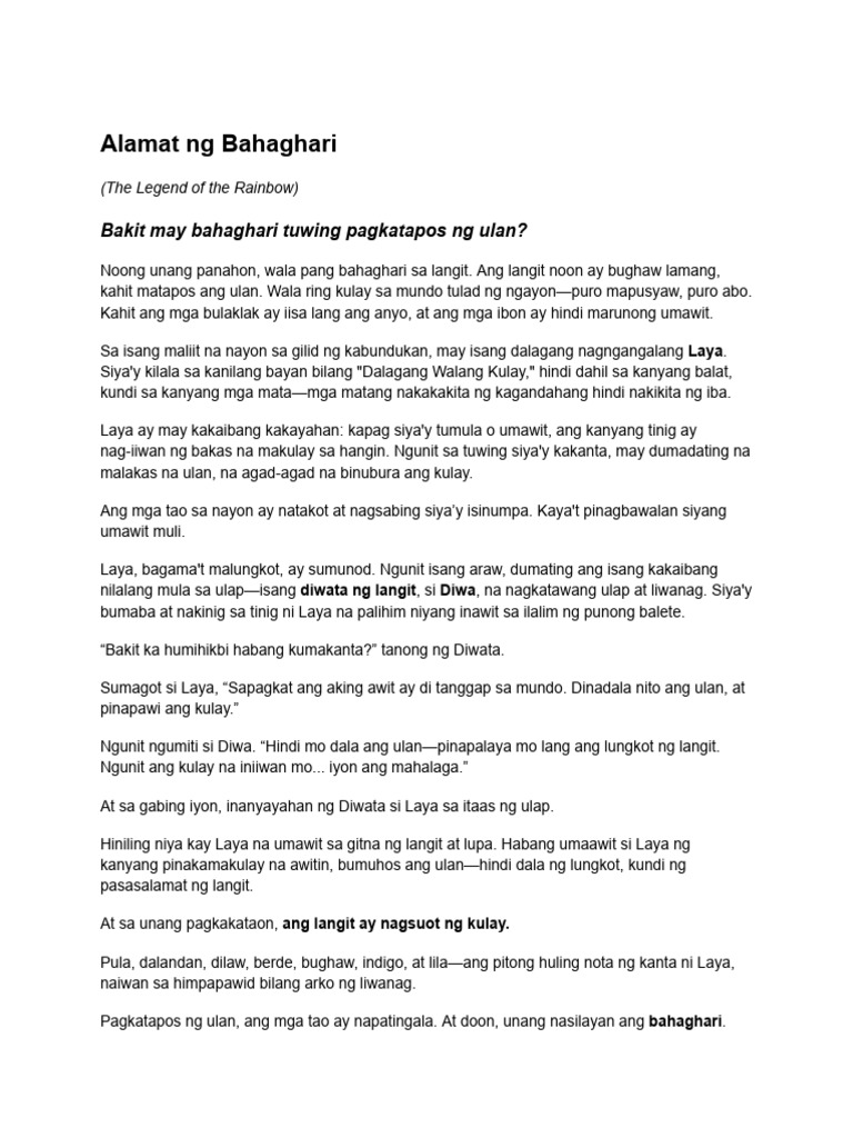 Alamat NG Bahaghari | PDF