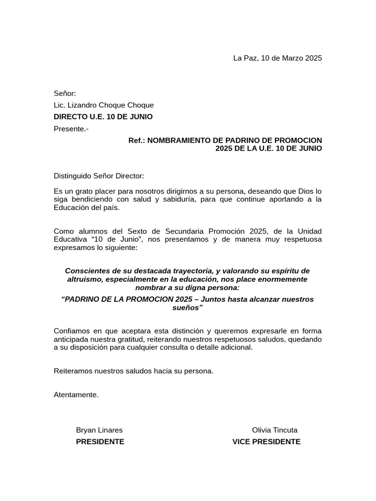 carta nombramiento | PDF