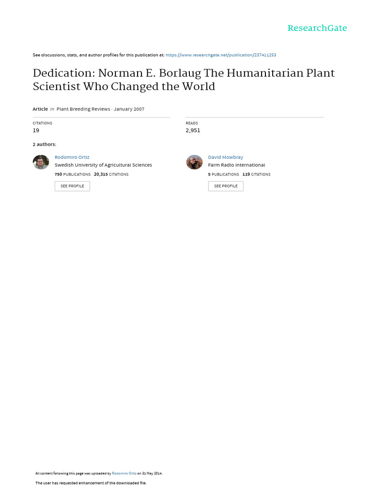Dedication_Norman_E_Borlaug_The_Humanitarian_Plant | PDF | Wheat ...