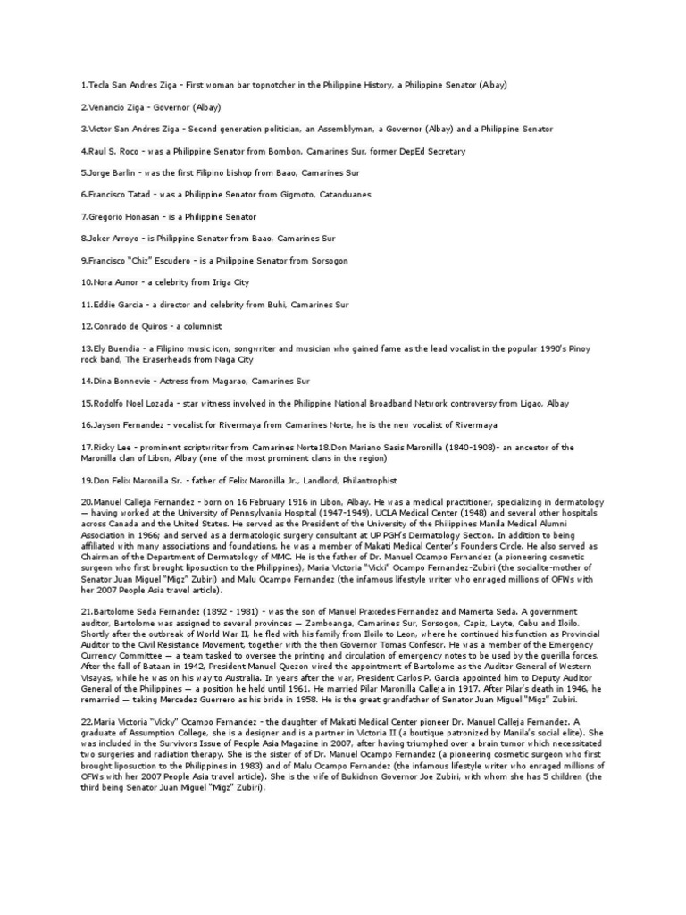 Famous Bicolano | PDF | Philippines