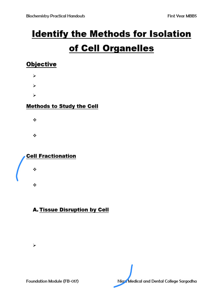 Identify the Methods for Isolation of Cell Organelles-1 | PDF ...