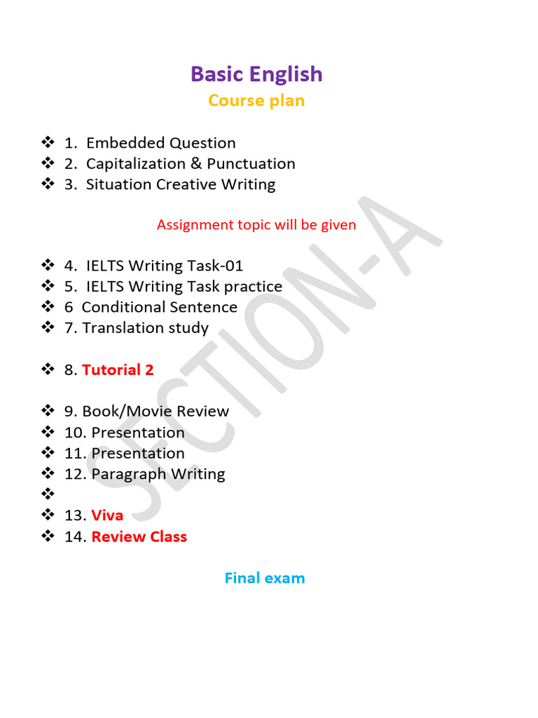 (GED 1131) Course Plan, Final Exam | PDF