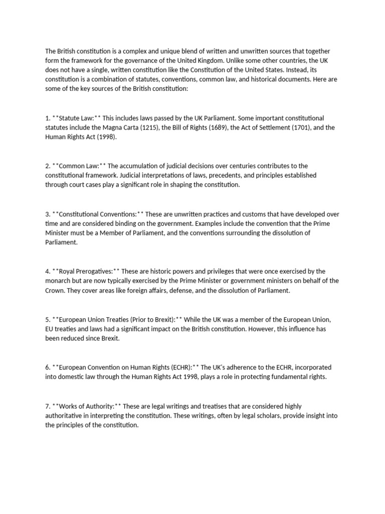Understanding the British Constitution | PDF | Constitution Of The ...
