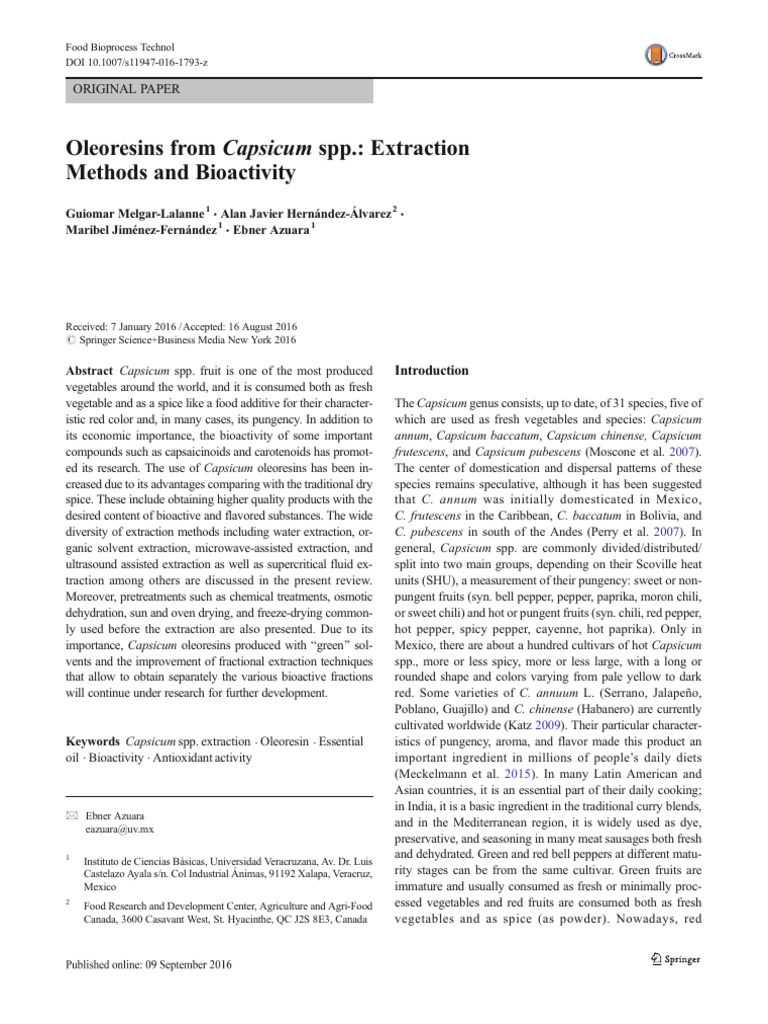 Oleoresins_from_Capsicum_spp_Extraction | PDF | Capsicum | Chili Pepper