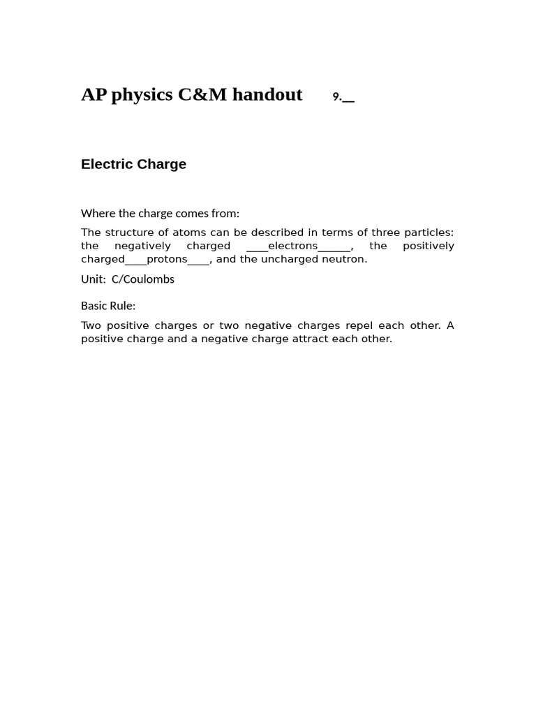 Electric Charge and Coulomb's Law Basics | PDF