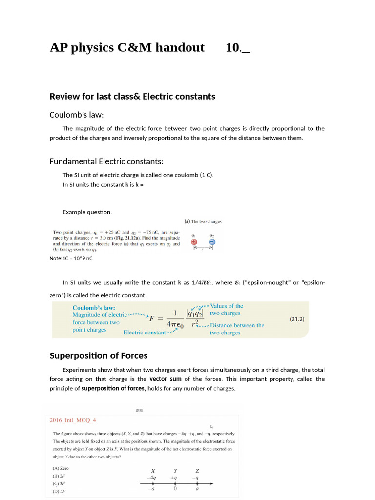 AP Physics C&M: Electric Forces & Fields | PDF