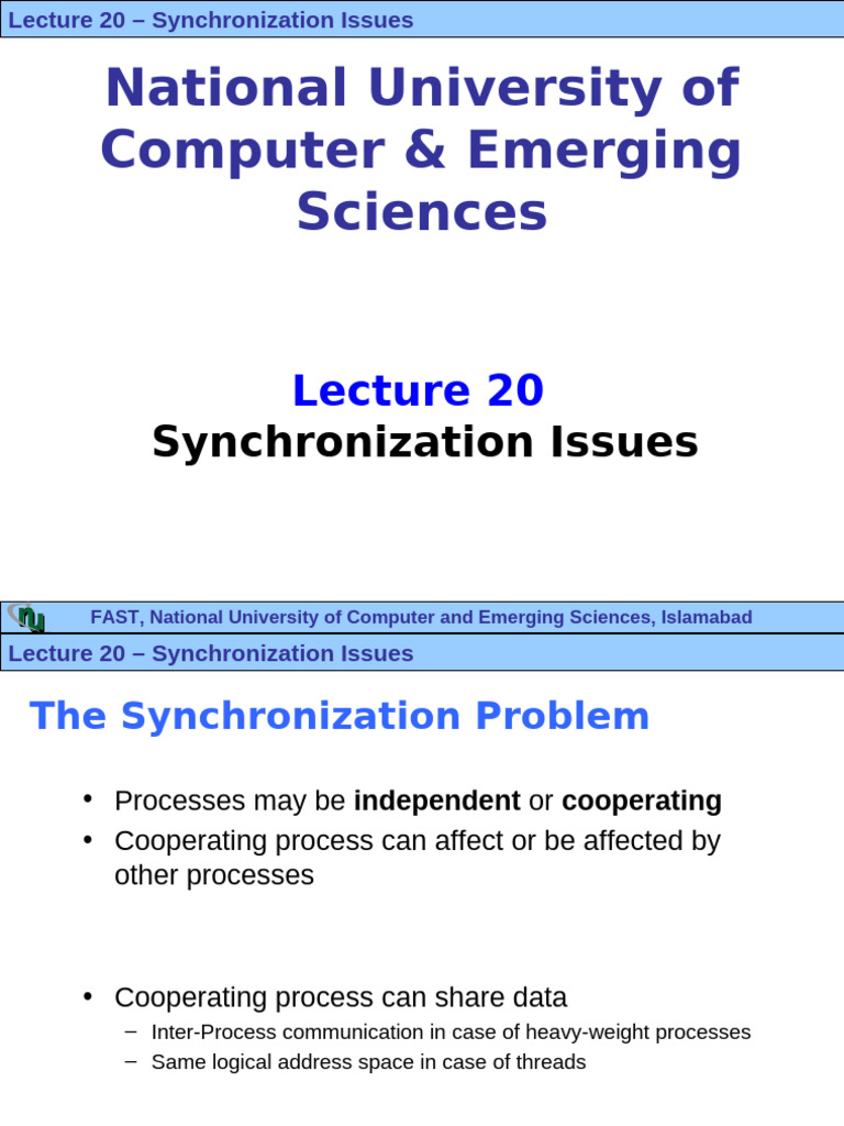Synchronization Issues | PDF | Process (Computing) | Thread (Computing)