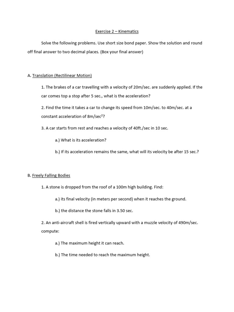 Exercise-2-Kinematics | PDF