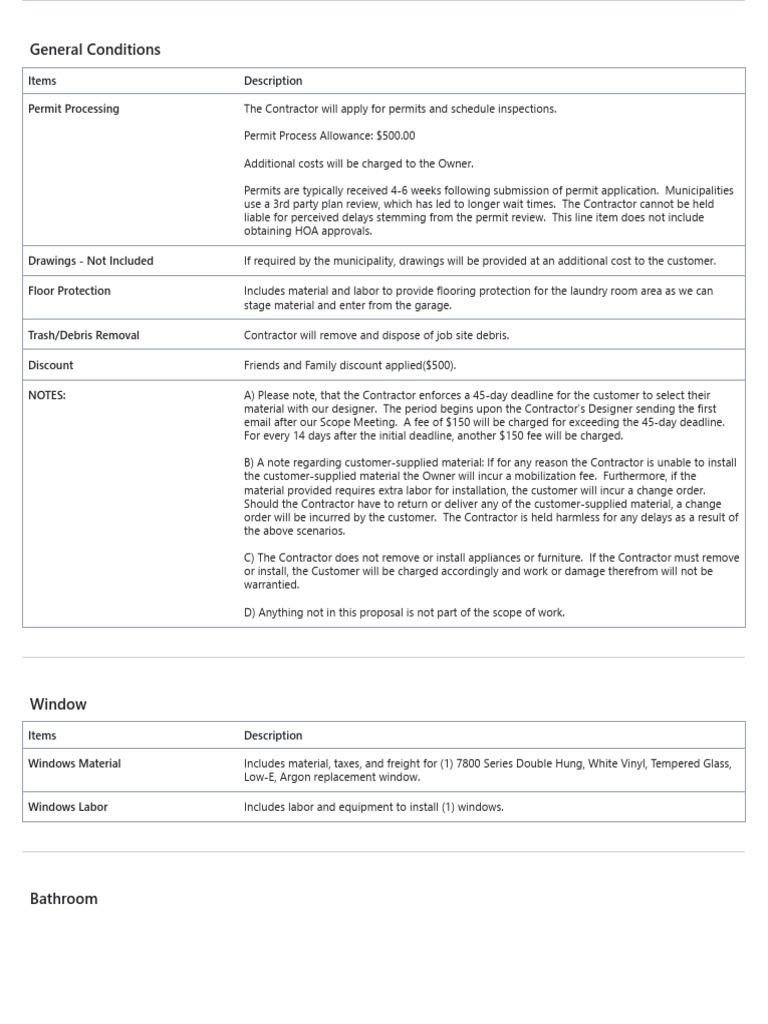 Sample Proposal Showing Allowances | PDF | Sink | Building Engineering