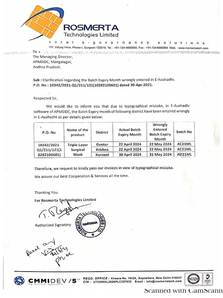 RTL Letter For APMSIDC | PDF